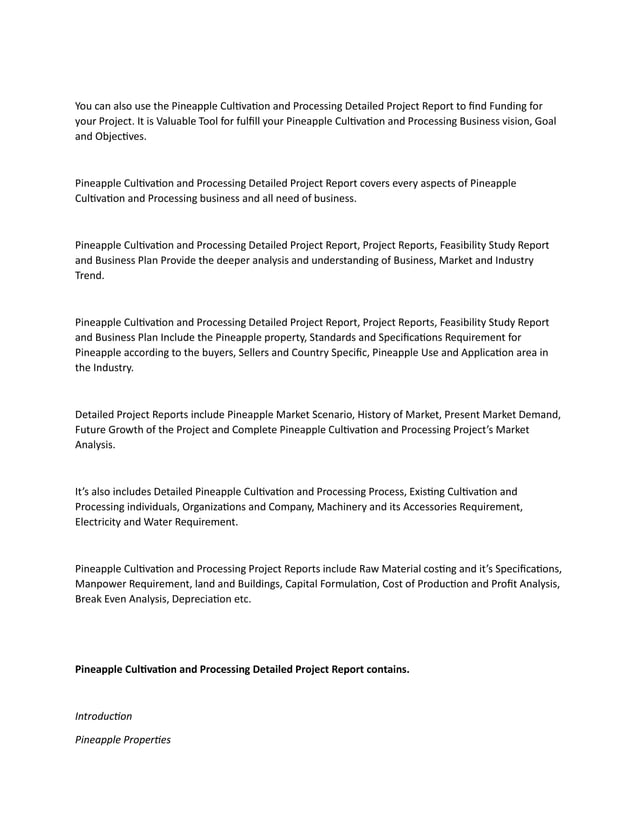 Pineapple Cultivation and Processing Project Report | PDF | Agriculture ...