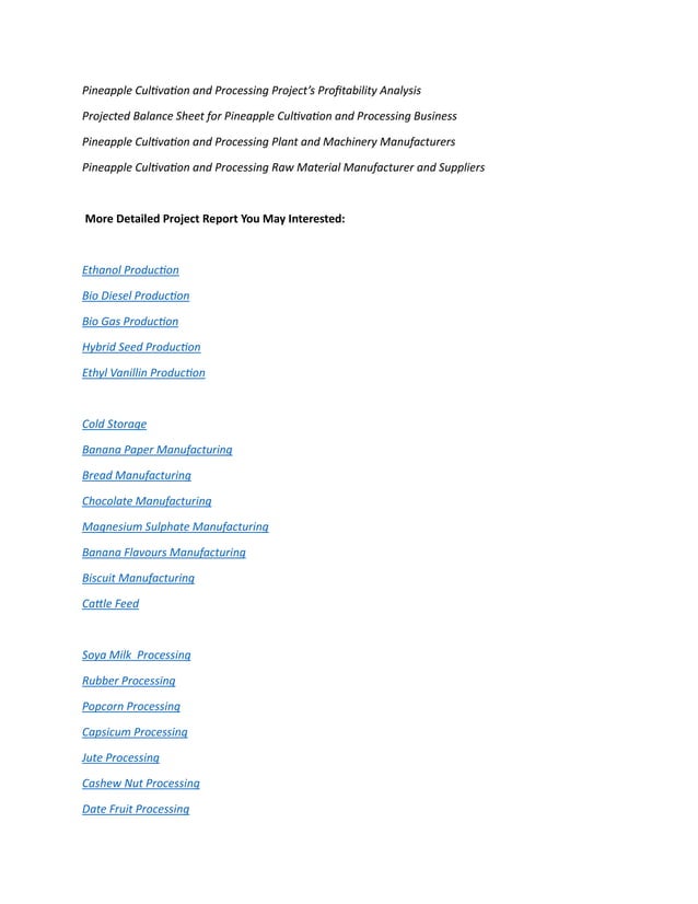 Pineapple Cultivation and Processing Project Report | PDF | Agriculture ...