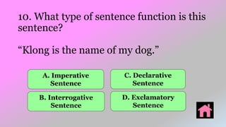 TYOES OF SENTENCES ACCORDING TO FUNCTIONS | PPT
