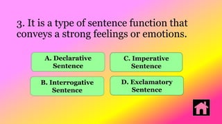 TYOES OF SENTENCES ACCORDING TO FUNCTIONS | PPT