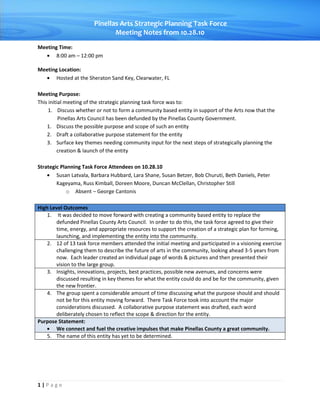 Pinellas Arts Strategic Planning Task Force 10 28 10 Meeting Notes | PDF
