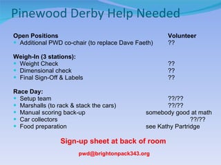 Pack 343 2012 Pinewood Derby | PPT