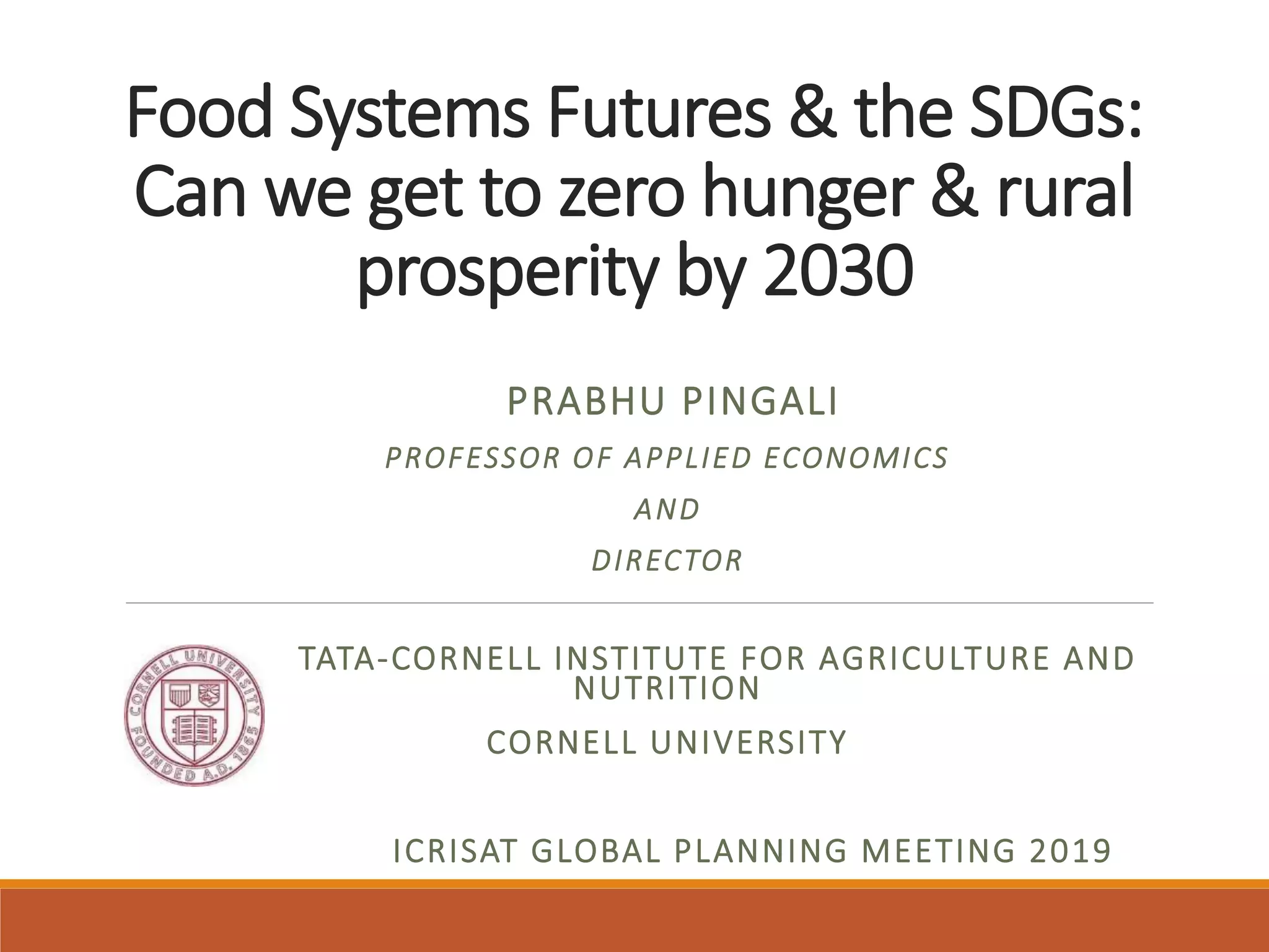 ICRISAT Global Planning Meeting 2019: Food Systems Futures & the SDGs ...