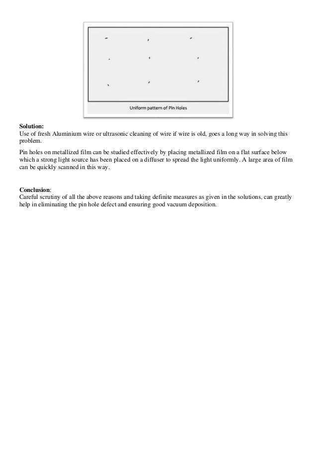 Pin hole defect in metallizing 5 ways to eliminate them