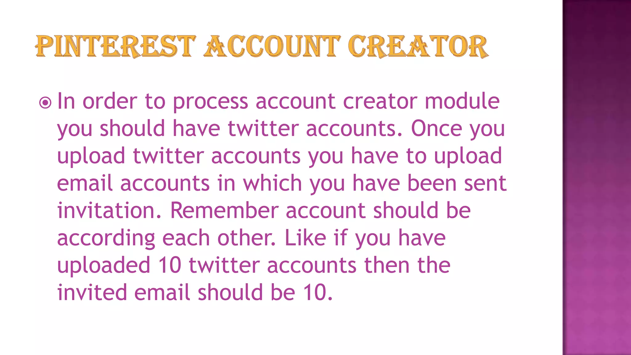 Pininterest account creator | PPT
