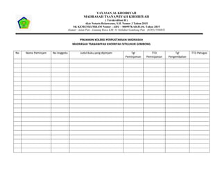 format peminjaman Buku-buku Perpustakaan | DOCX