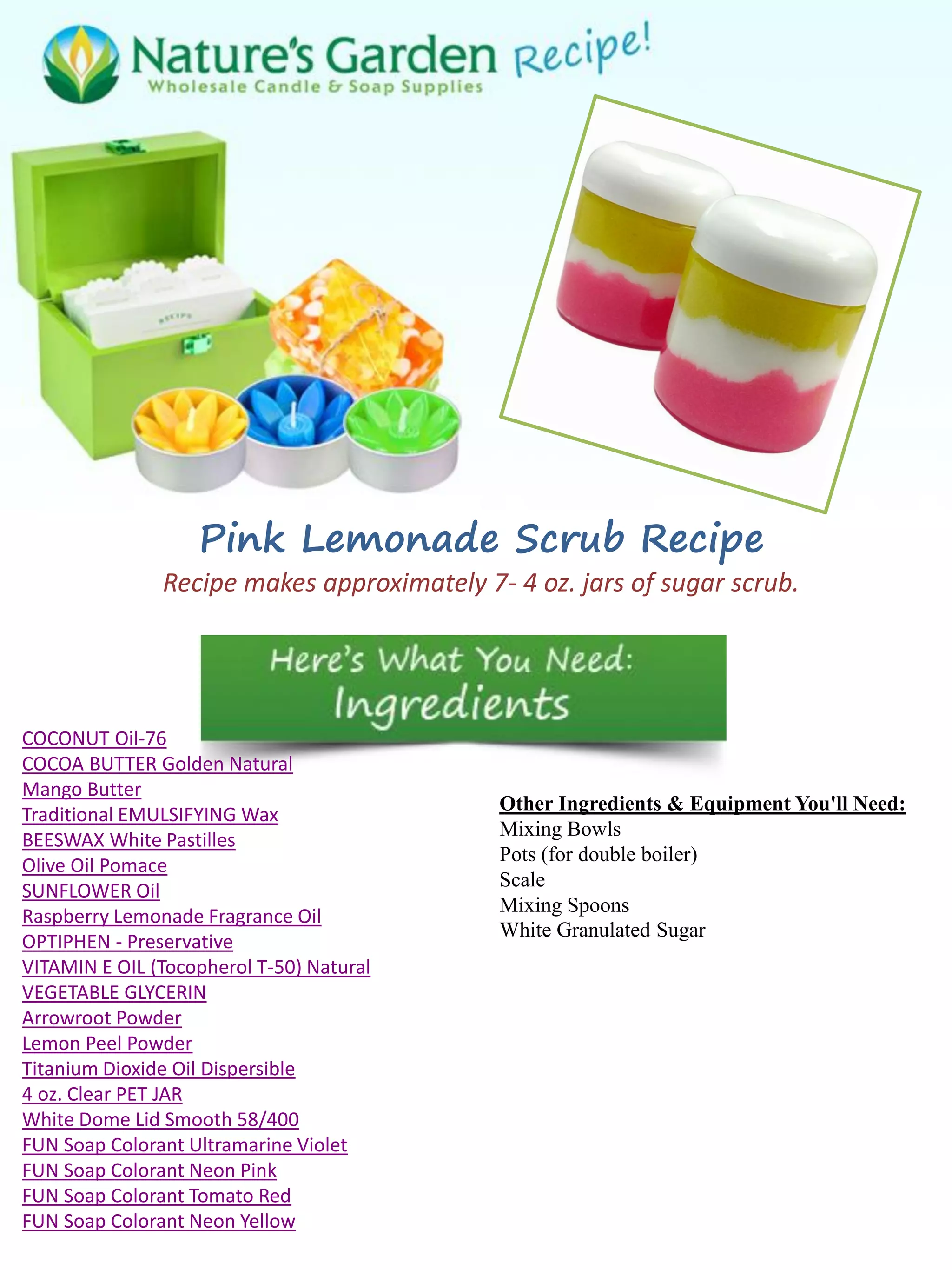 Pink lemonade scrub recipe | PDF
