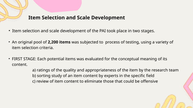 Personality Assessment Inventory PAI INVENTORY | PPTX