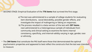 Personality Assessment Inventory PAI INVENTORY | PPTX