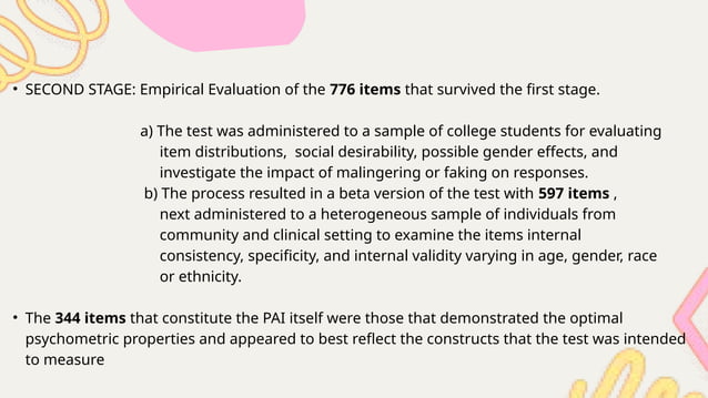 Personality Assessment Inventory PAI INVENTORY | PPTX