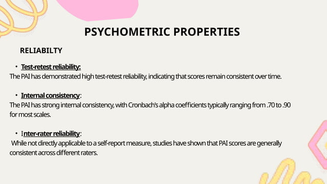 Personality Assessment Inventory PAI INVENTORY | PPTX