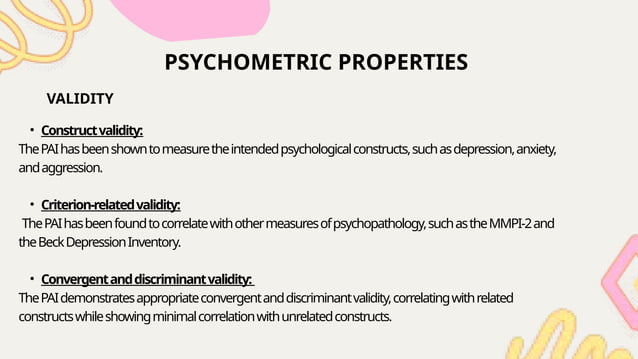 Personality Assessment Inventory PAI INVENTORY | PPTX