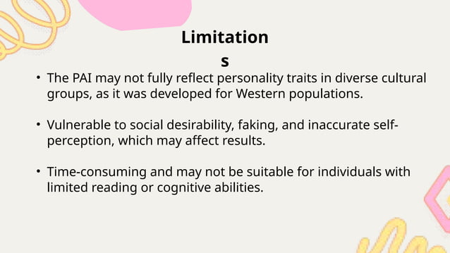 Personality Assessment Inventory PAI INVENTORY | PPTX