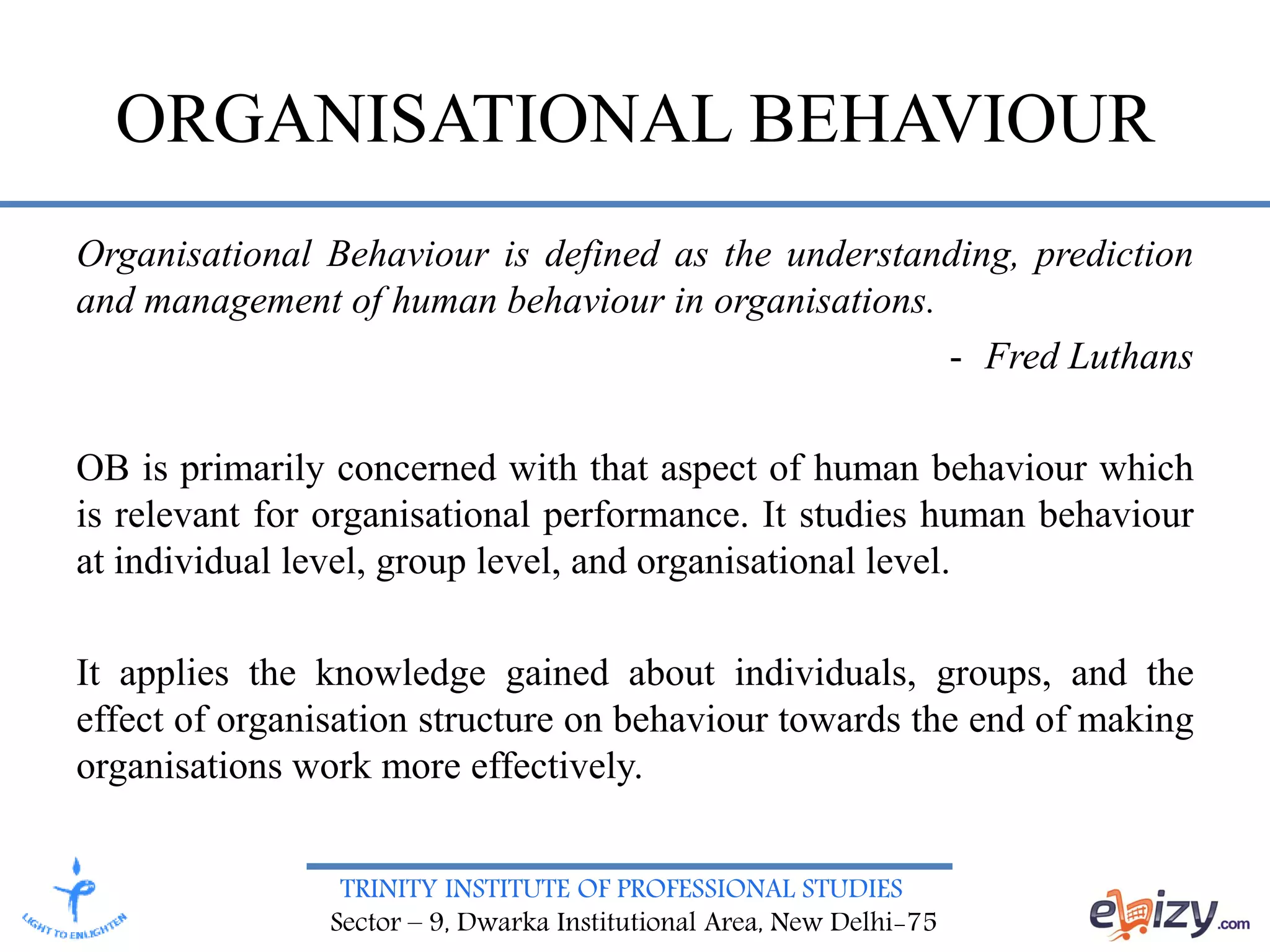 Organisational behaviour | PDF
