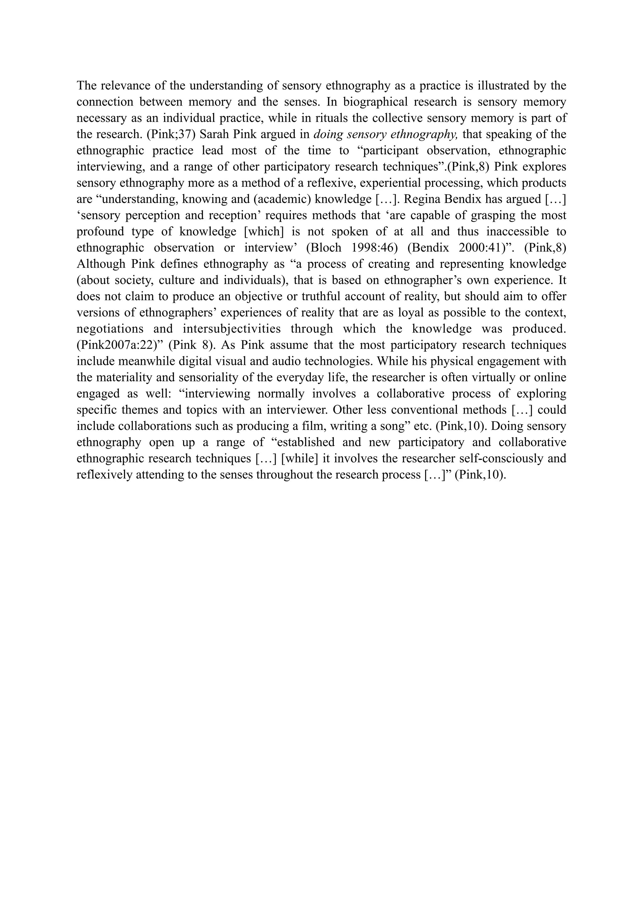 PINK The relevance of the understanding of sensory ethnography as a ...