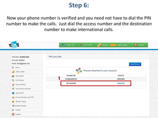 Pin less dial feature - how to set up an account | PPTX | Phone ...