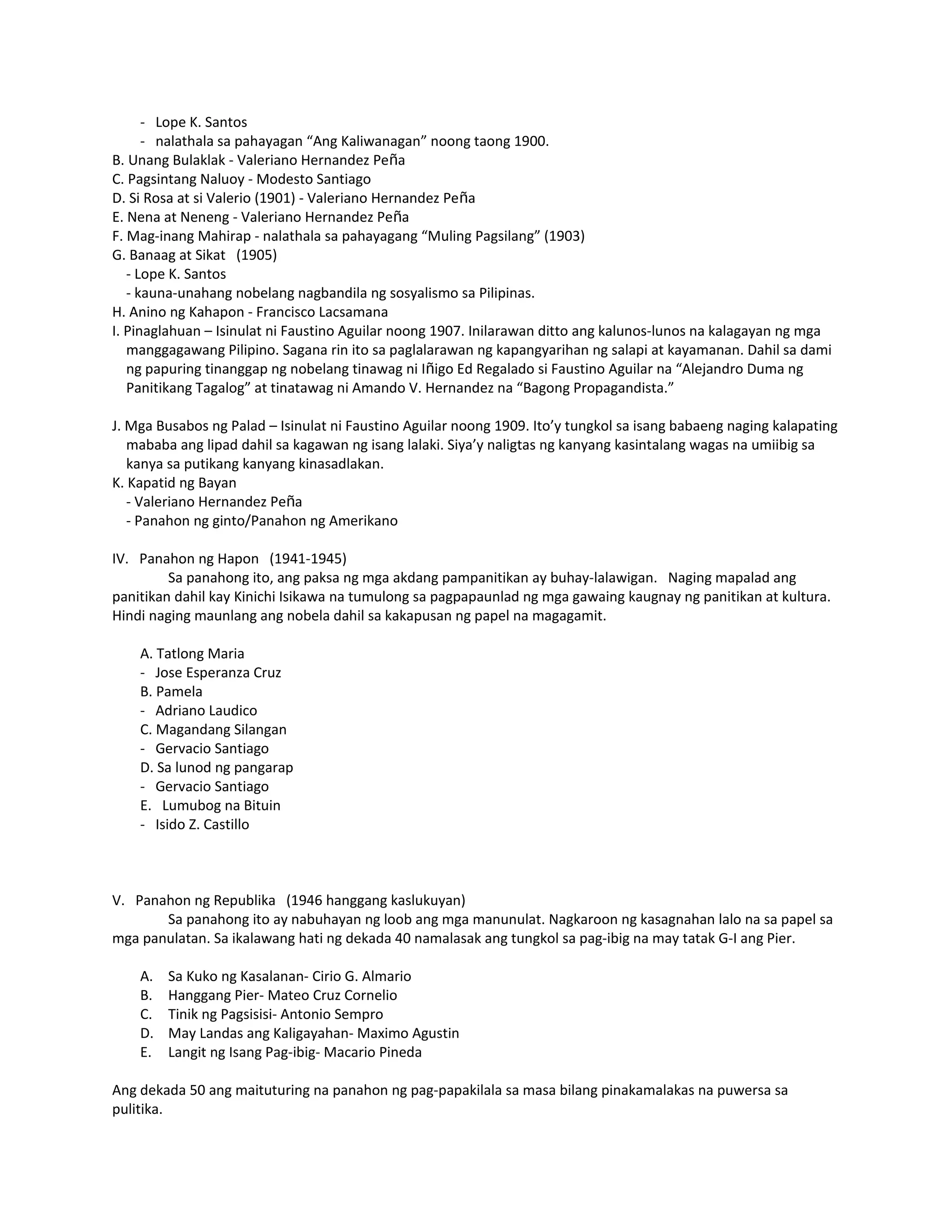 Pinoi notes (kasaysayan bahagi ng nobela) iii | PDF