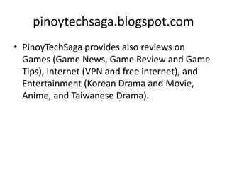 PinoyTechSaga | Philippines Tech News and Game Reviews Blog | PPTX