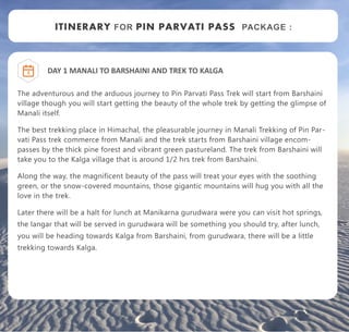 Pin parvati pass trek quotation & itinerary | PDF