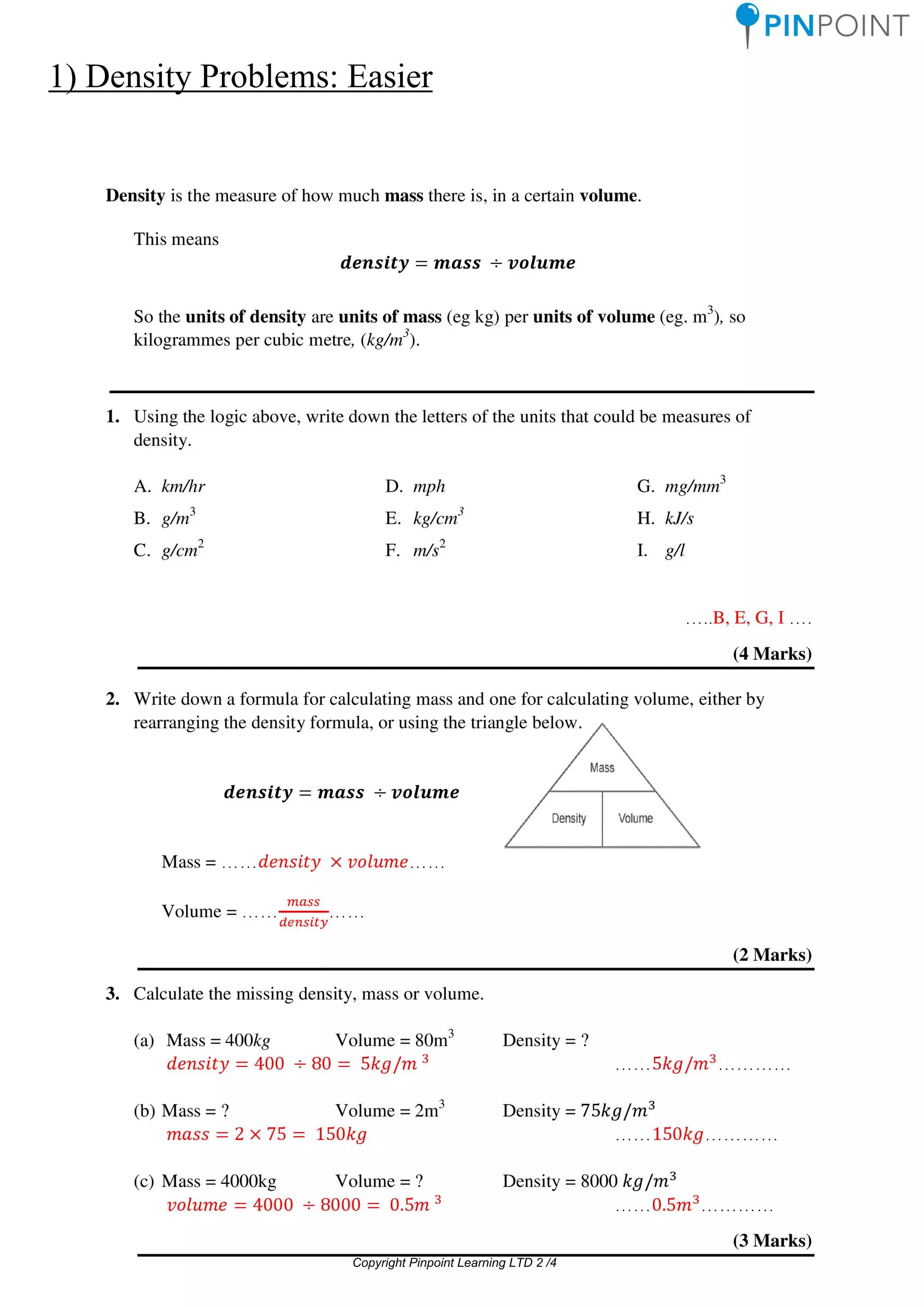 Pinpoint learning-density-problems-solutions | PDF