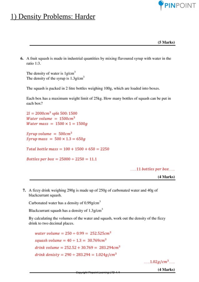 Pinpoint learning-density-problems-solutions | PDF