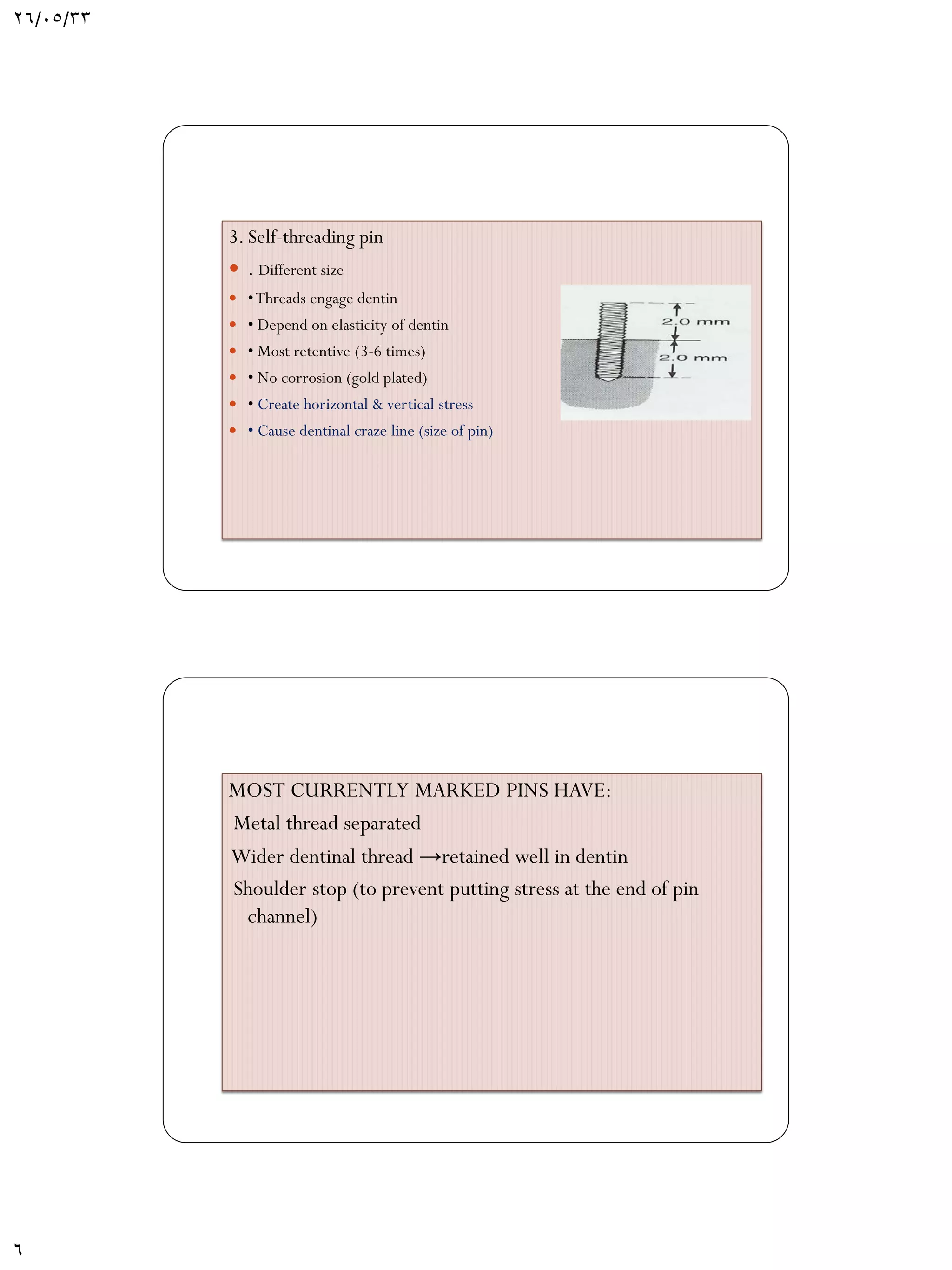 Pin retained amalgam restorations | PDF
