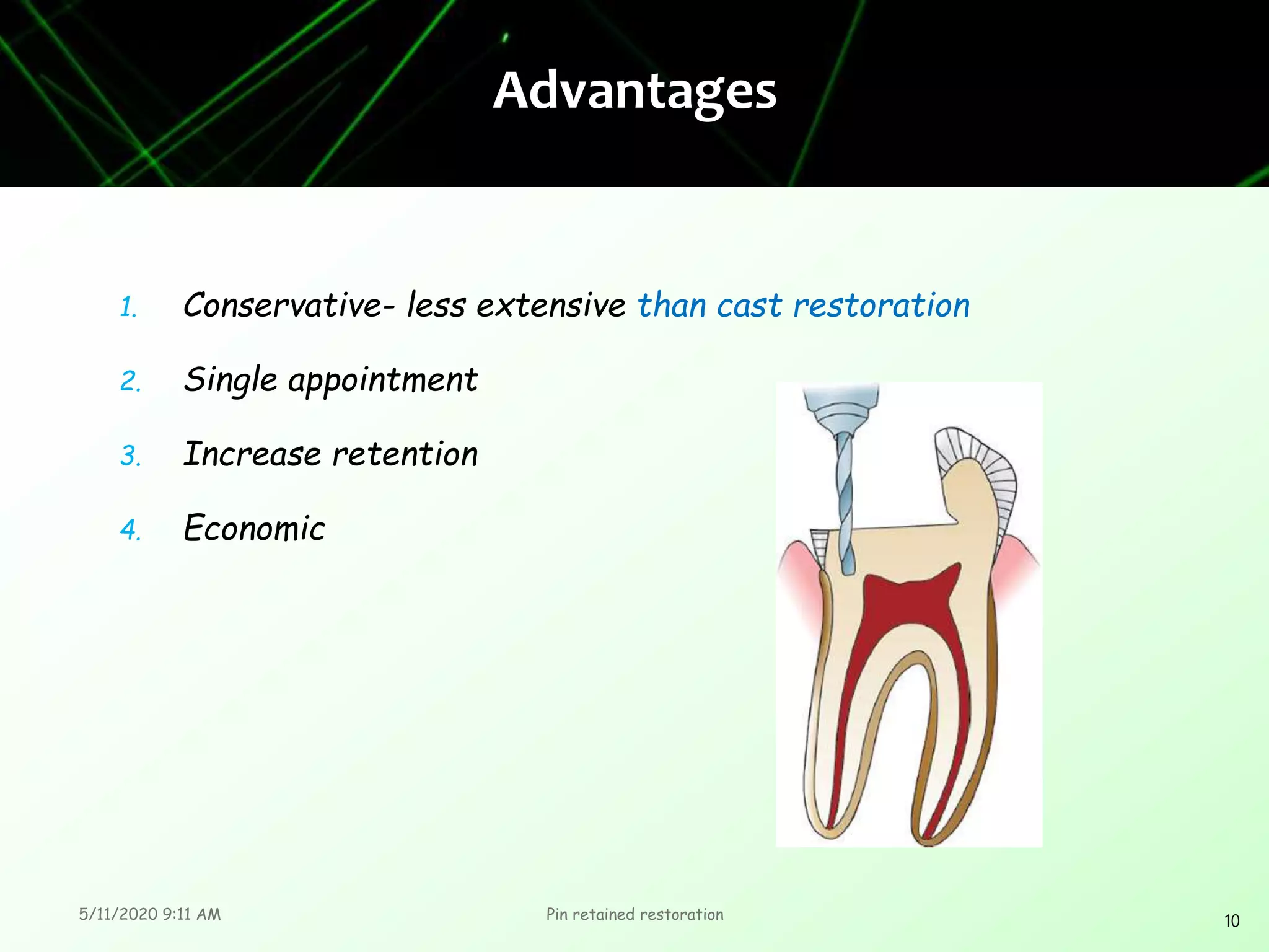 Pin retained restorations | PPTX