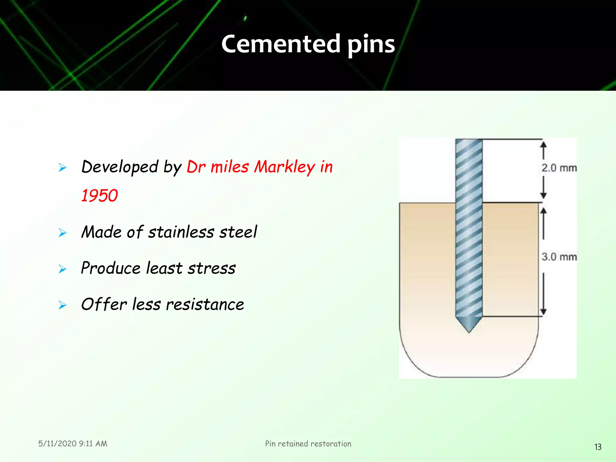 Pin retained restorations | PPTX