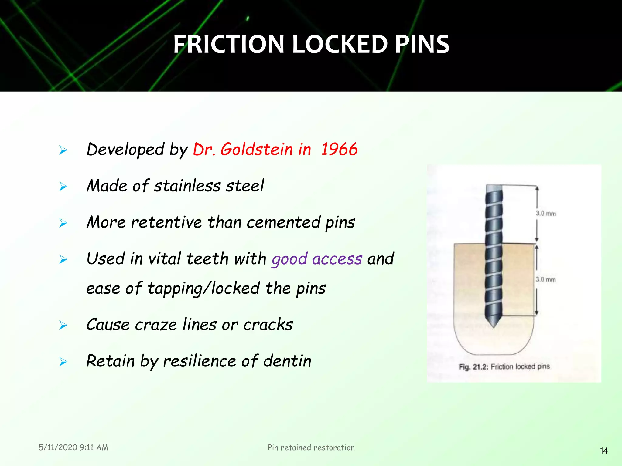 Pin retained restorations | PPTX