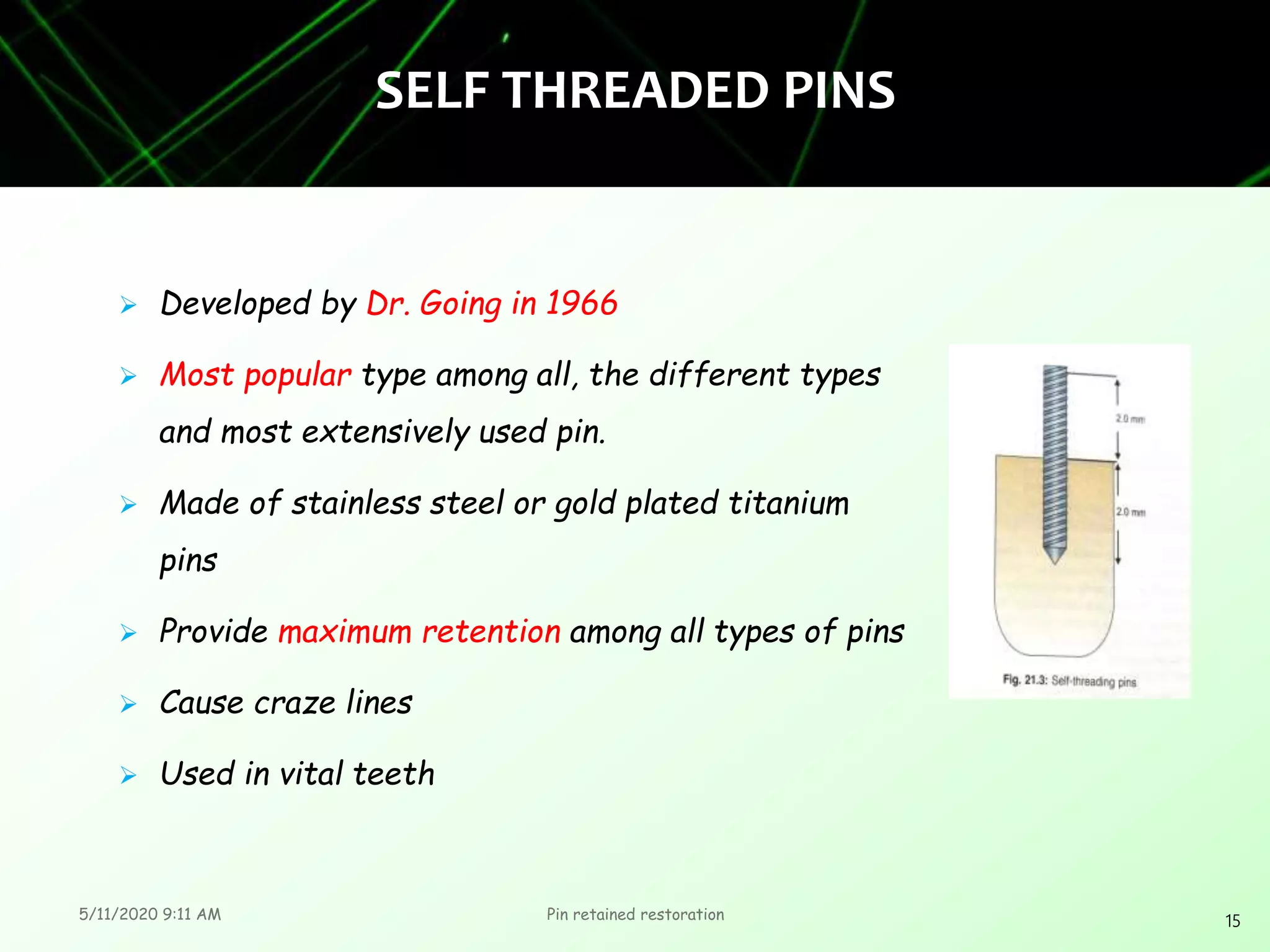 Pin retained restorations | PPTX