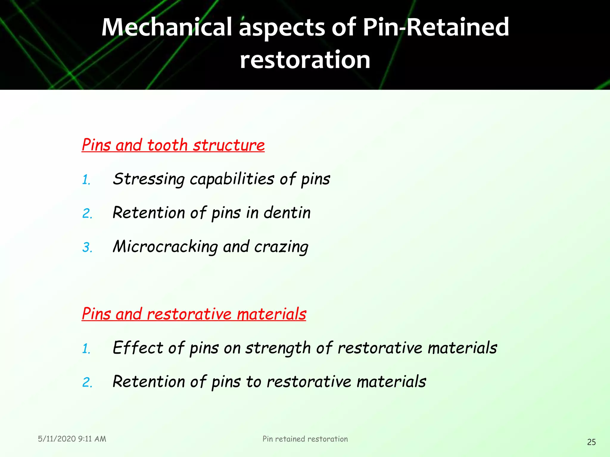 Pin retained restorations | PPTX