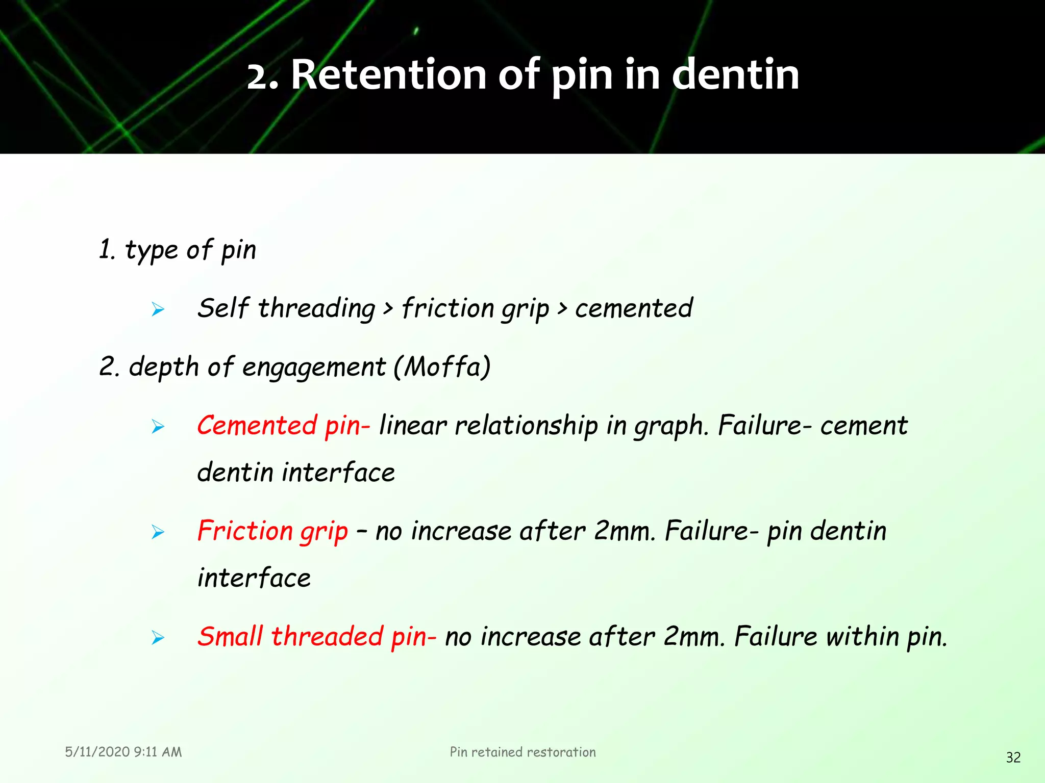 Pin retained restorations | PPTX