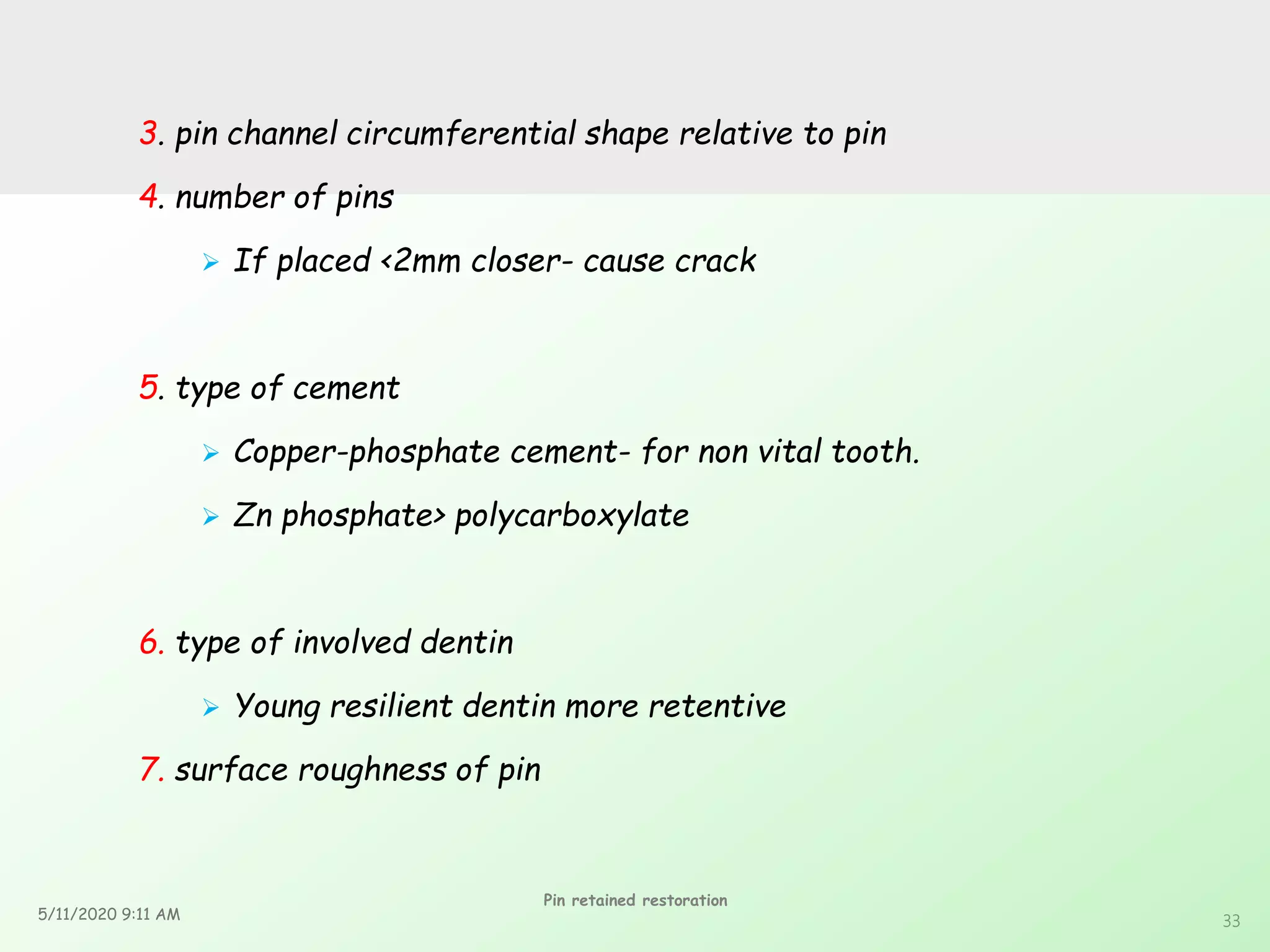 Pin retained restorations | PPTX