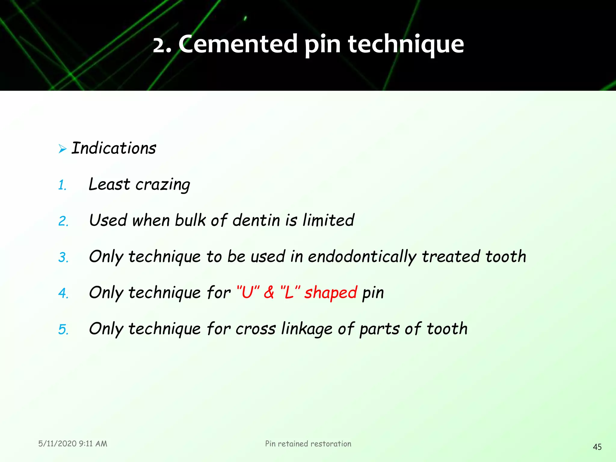 Pin retained restorations | PPTX