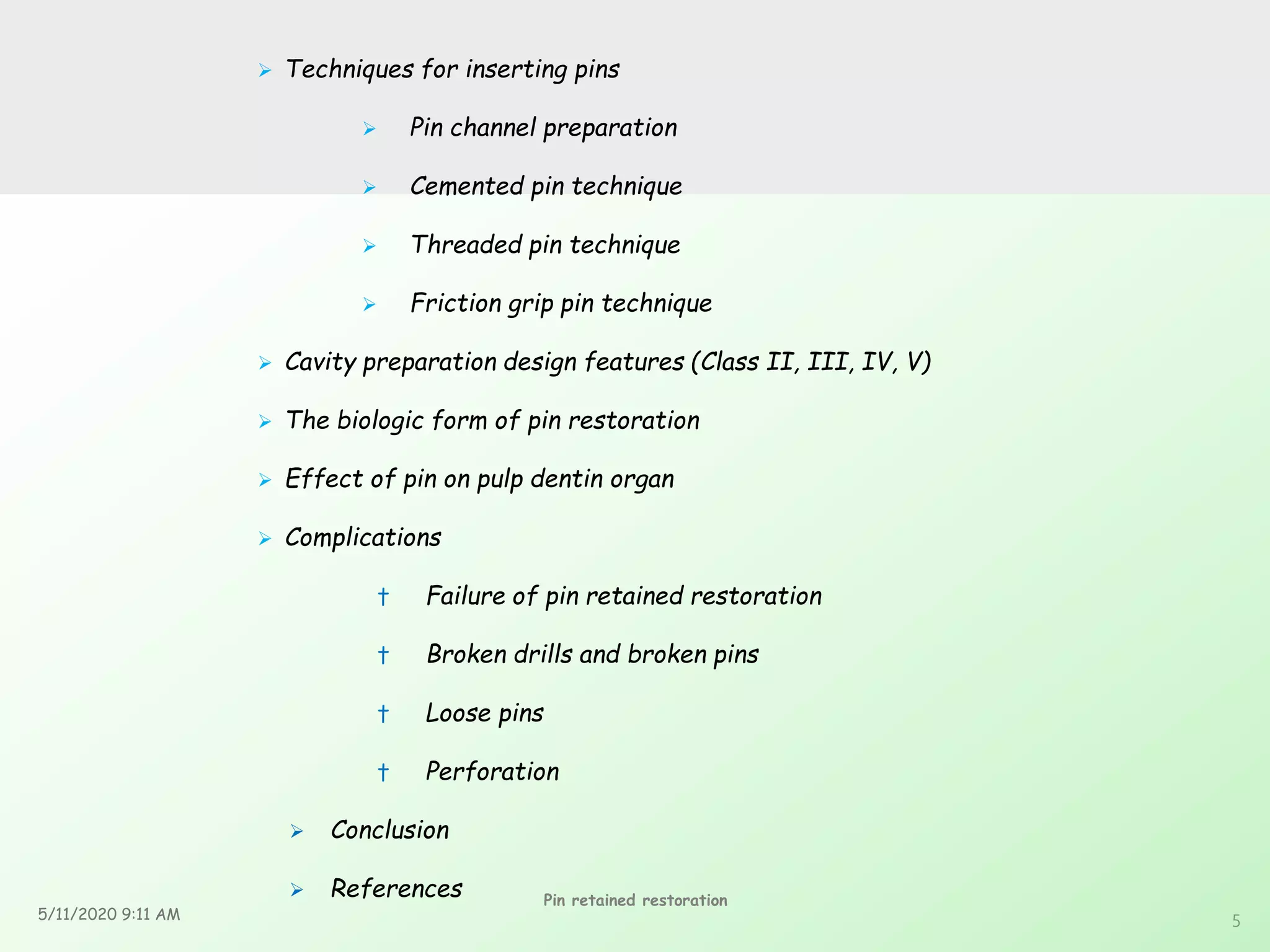 Pin retained restorations | PPTX