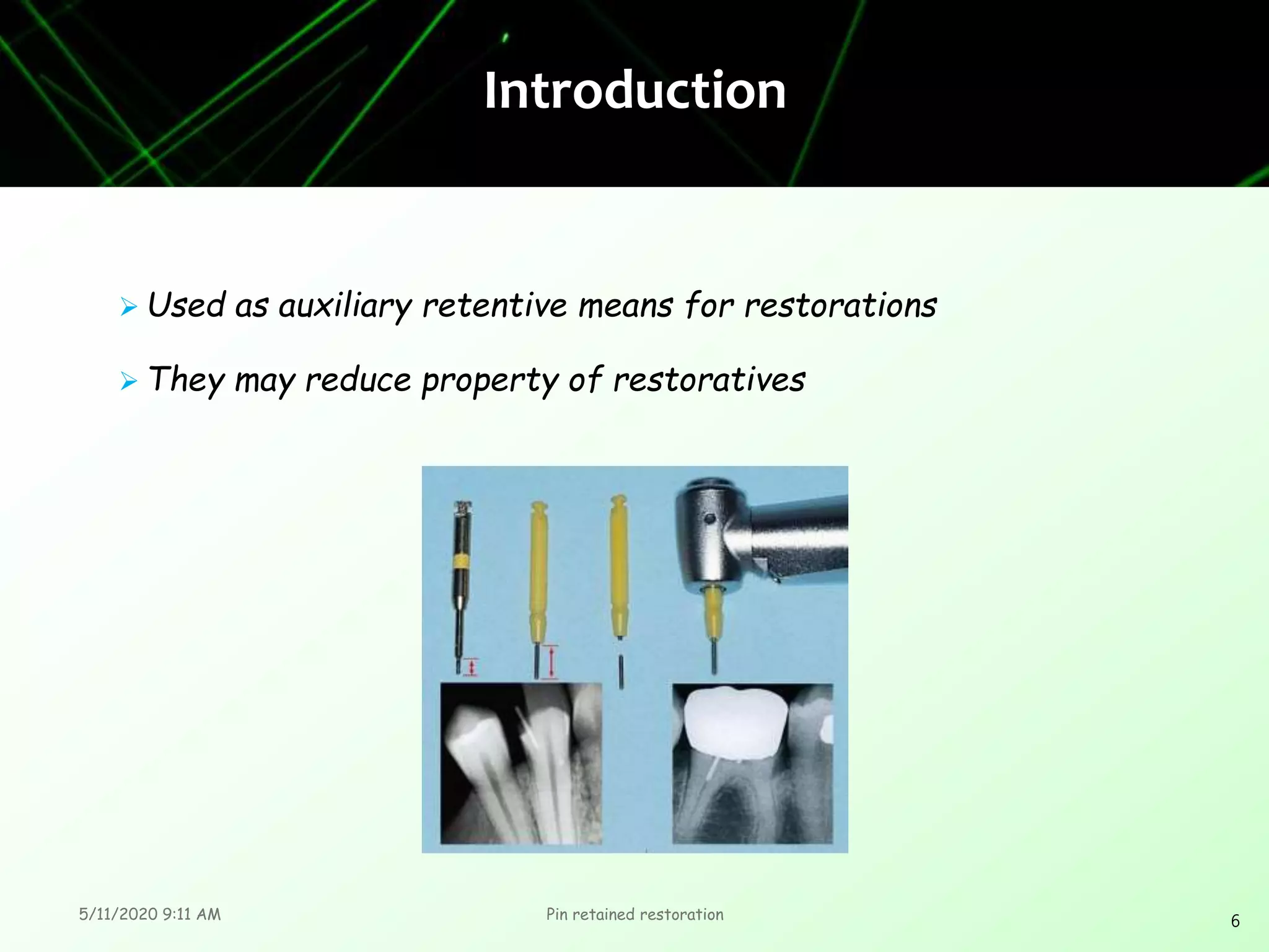 Pin retained restorations | PPTX