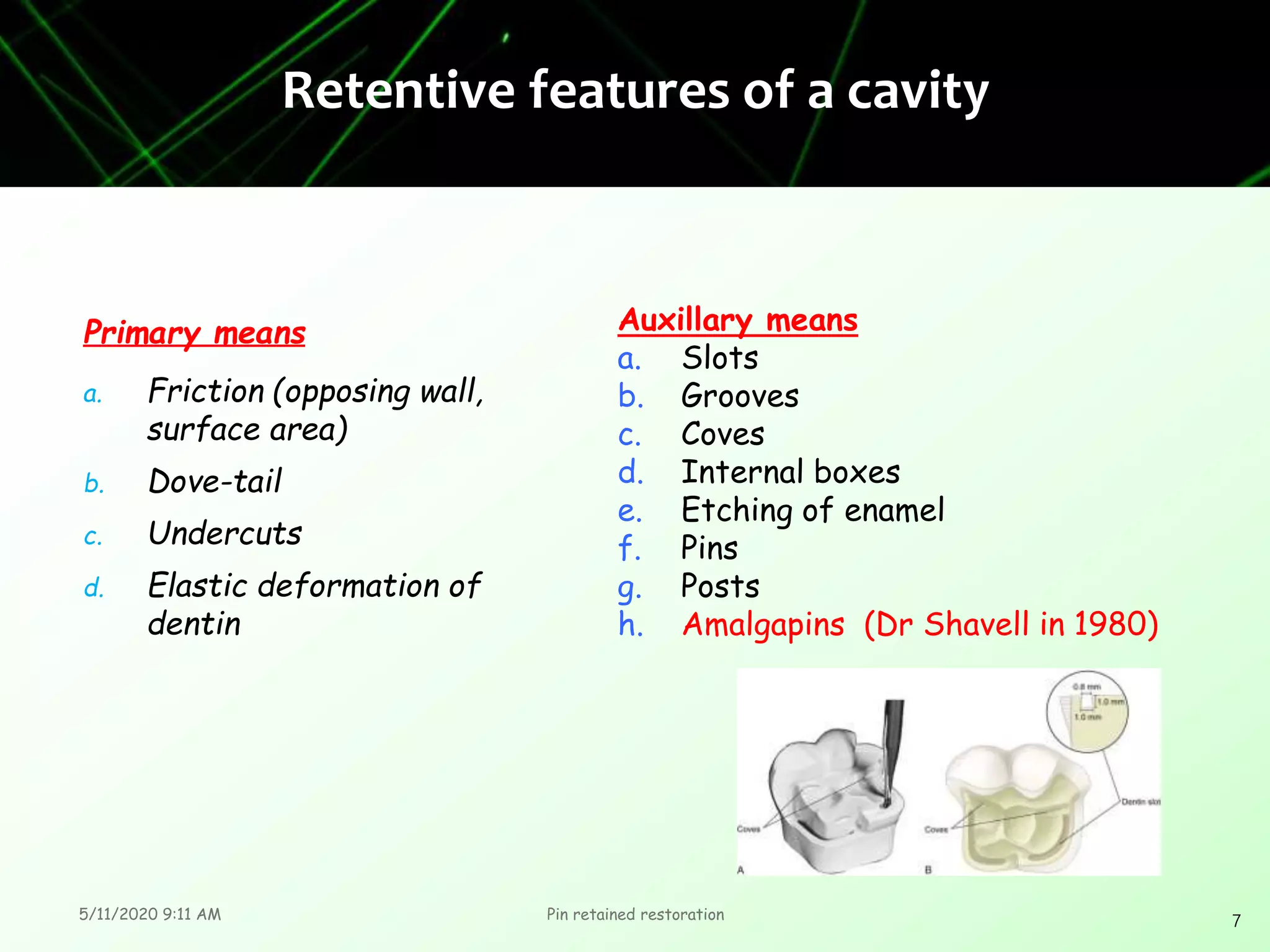 Pin retained restorations | PPTX