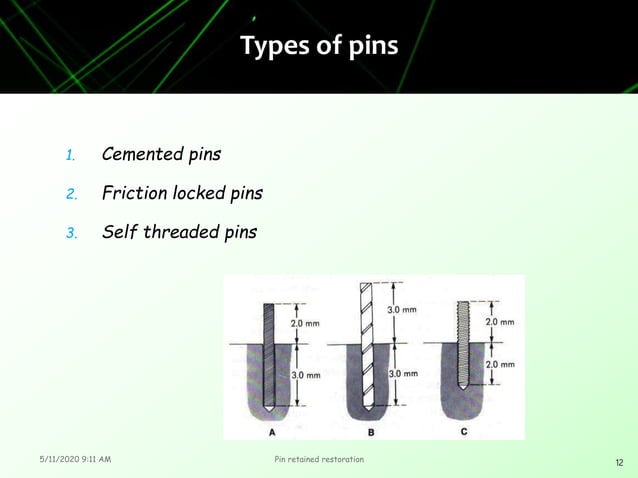Pin retained restorations | PPTX