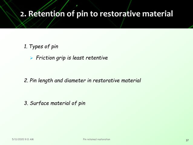 Pin retained restorations | PPTX