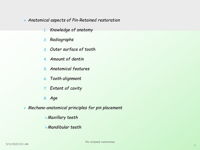 Pin retained restorations | PPTX