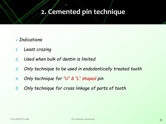 Pin retained restorations | PPTX