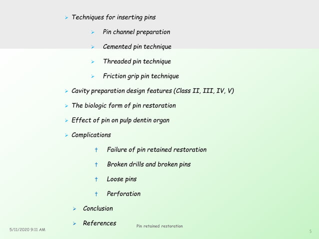 Pin retained restorations | PPTX
