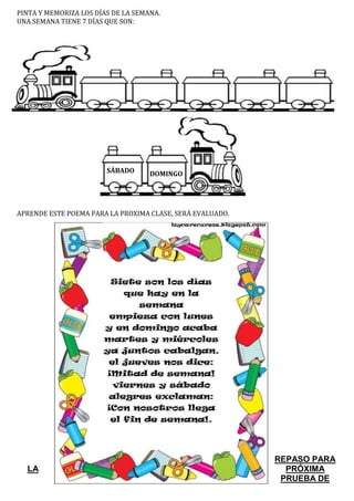 Pinta y memoriza los días de la semana | DOCX