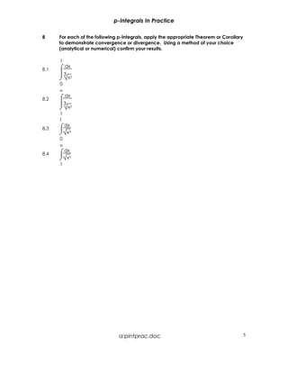AP Calculus BC: p-int practice worksheet | PDF