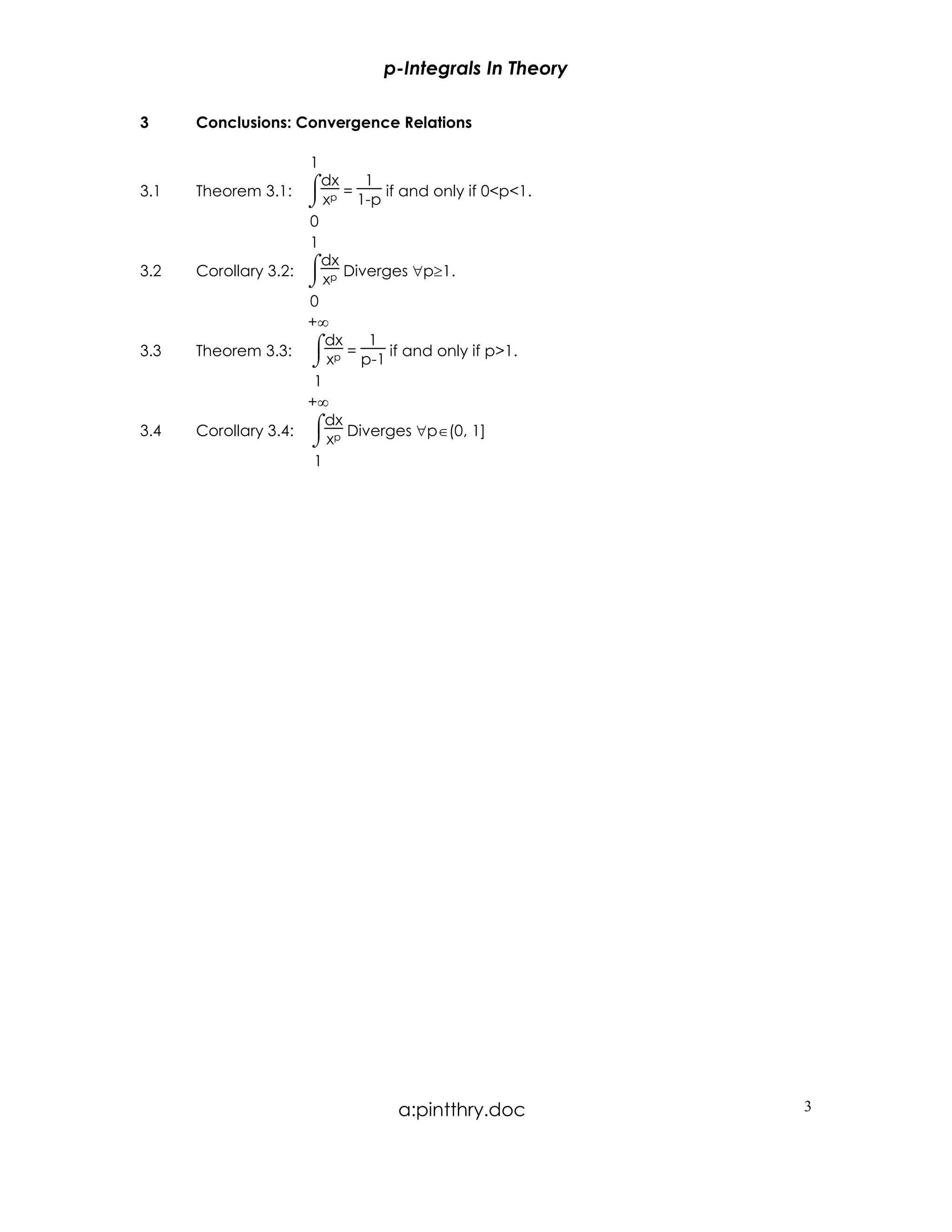AP Calculus BC: p-int theory notes | PDF
