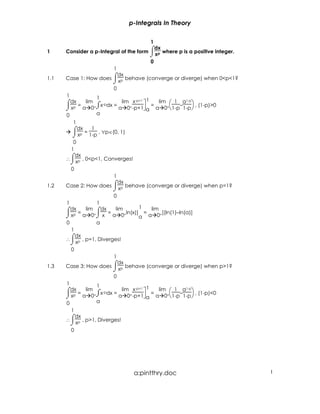 AP Calculus BC: p-int theory notes | PDF