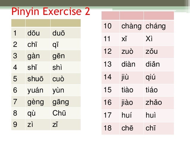 Pinyin worksheet PowerPoint