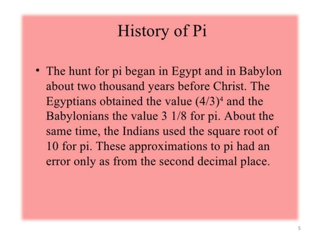 History of Pi | PPTX | Physics | Science