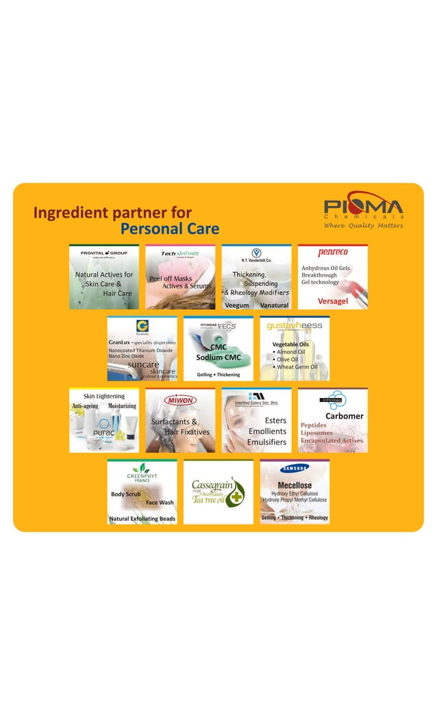 Pioma chemicals product line ~ Personal Care | PDF