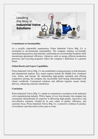 Pioneering Excellence in Industrial Valve Manufacturing Since 1977 | PDF
